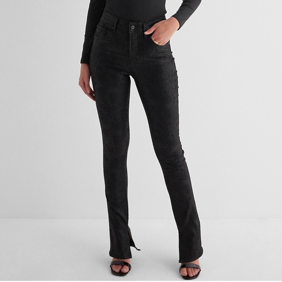 Express | Jeans | Nwt Express Womens Jean Mid Rise Black Coated ...